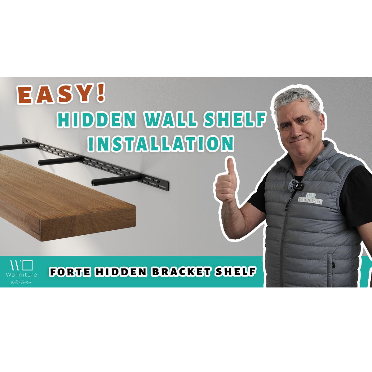BOIS 48 or 60 Inch Floating Shelf with Hidden Bracket, Custom Colors ...
