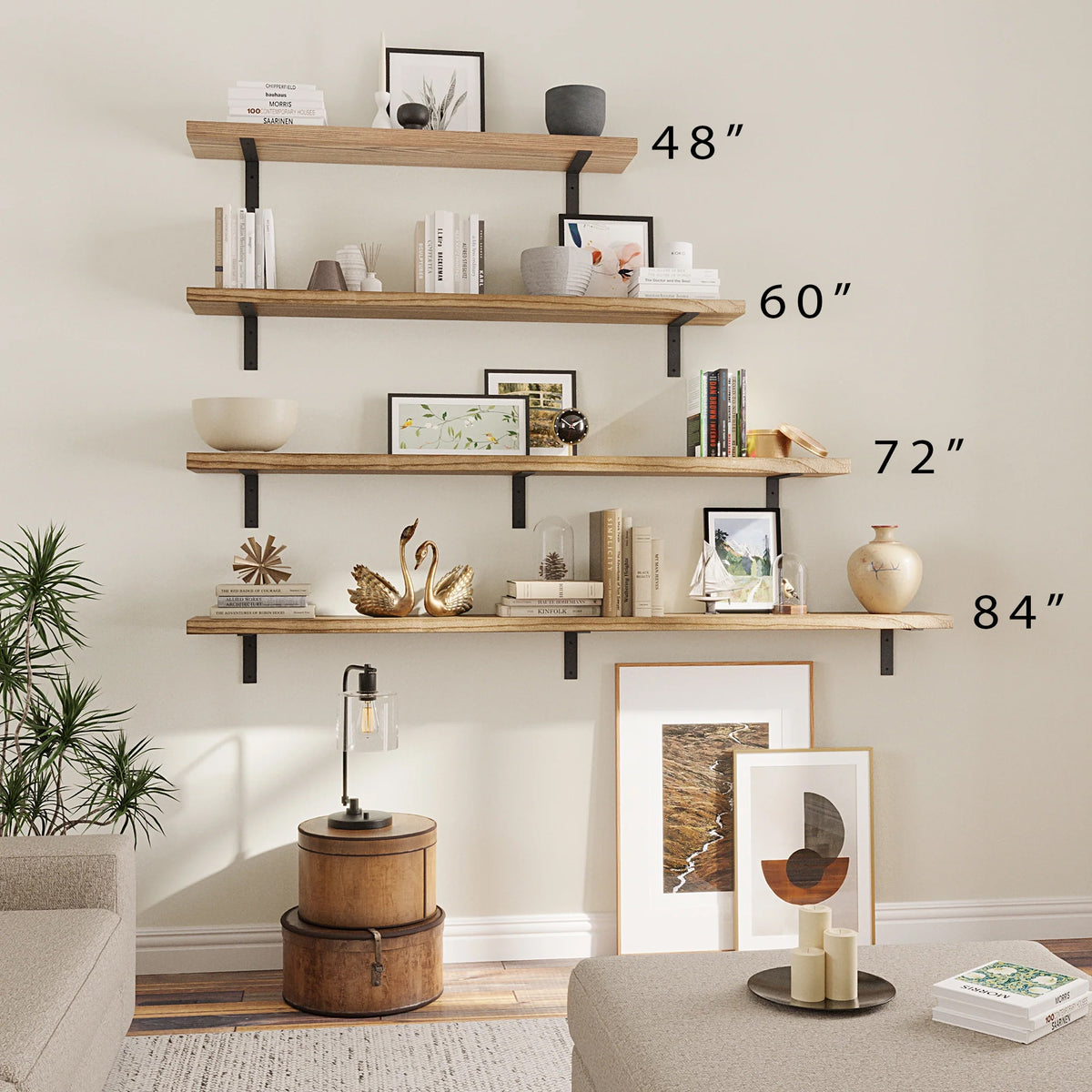 CERVO Floating Wall Shelf, 48-84 Inch Long Storage Shelves Room Decor ...