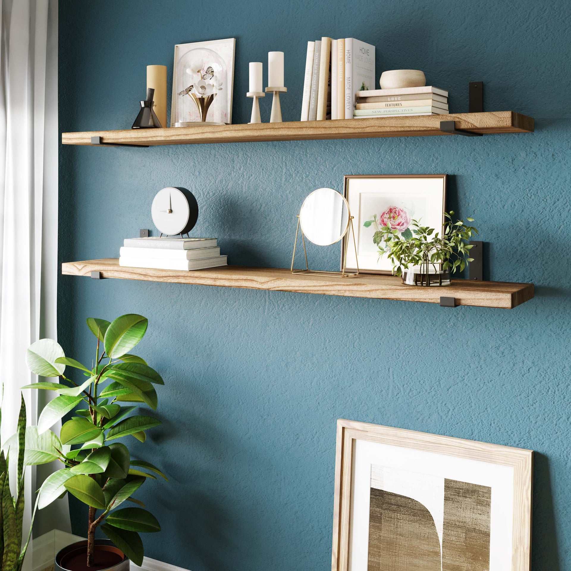 FORTE Floating Wall Shelf, Wall Mounted Shelves, Book Shelf Decor ...