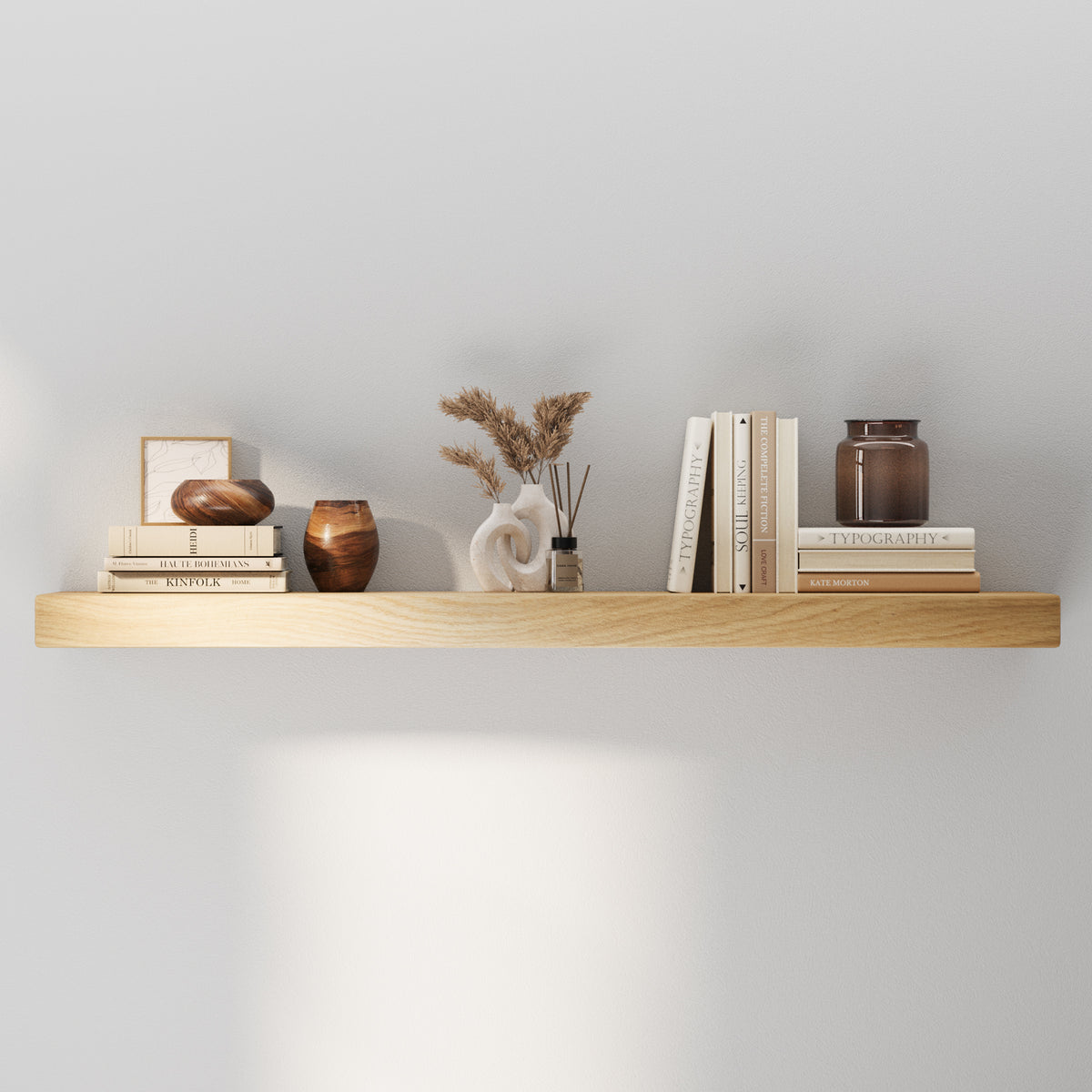OAKEN 48 or 60 Inch Long Hidden Bracket Shelf, Farmhouse Decor, White ...