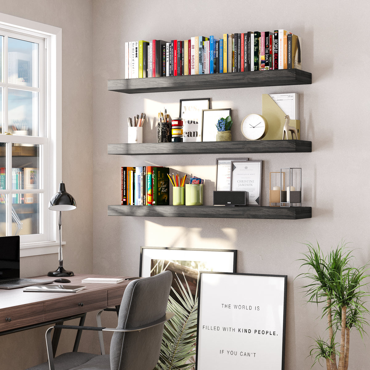 PINO Floating Wall Shelf with Hidden Brackets,Boho Decor,Custom Colors ...