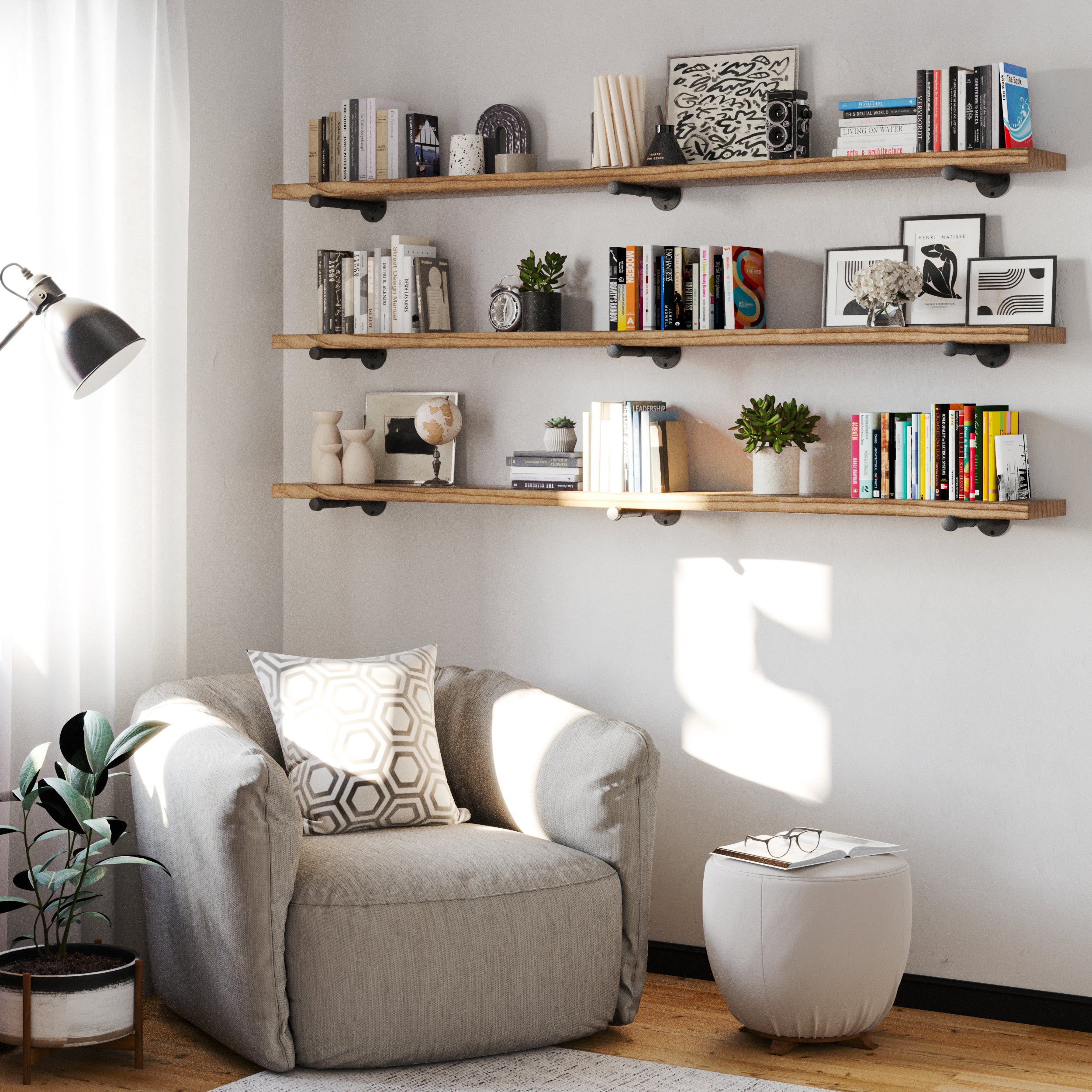 PIPE Floating Wall Shelf Industrial Pipe Shelf Iron Pipe Shelving Wallniture