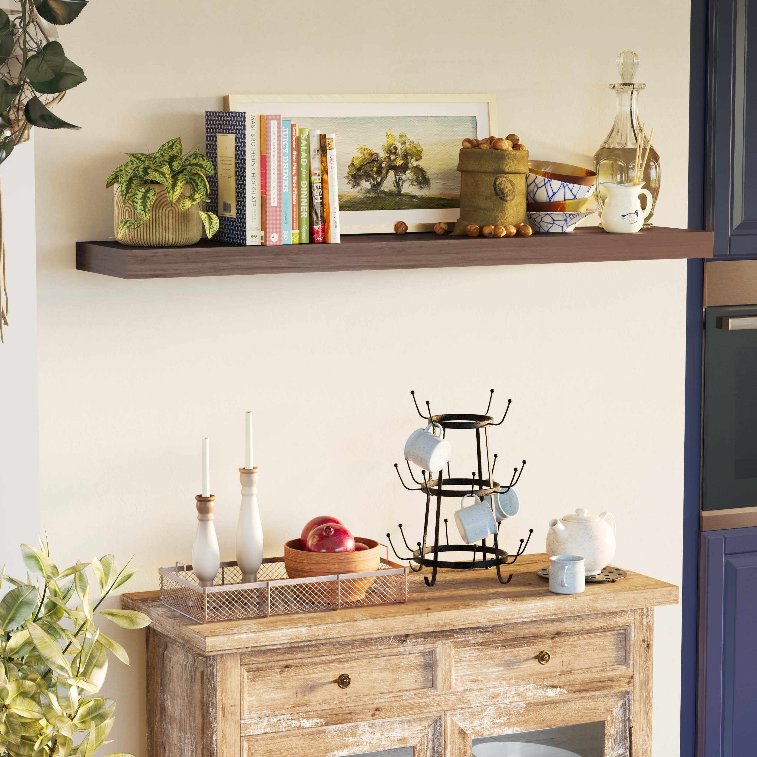 Wood floating shelf 48 inches store