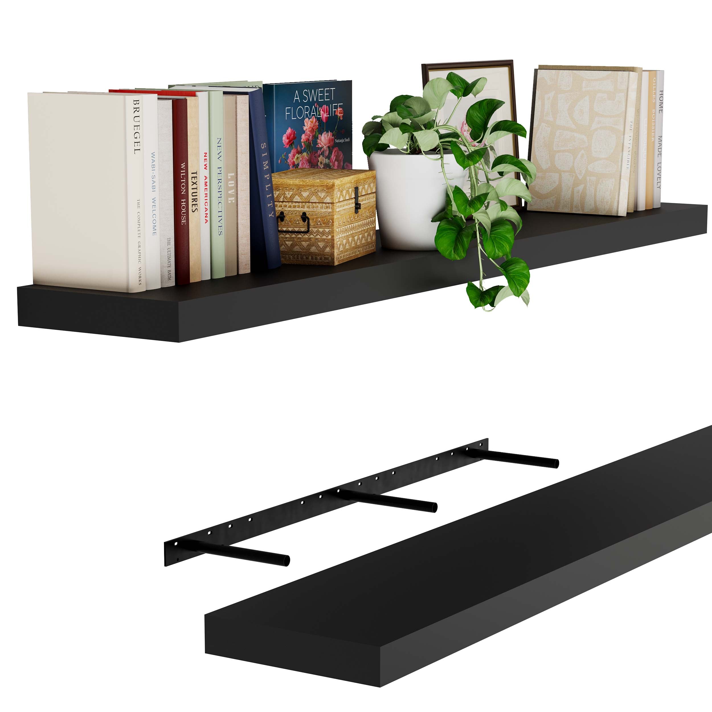 RONDA 60 inch Floating Shelf, Wall Shelves for Living Room, Floating B ...